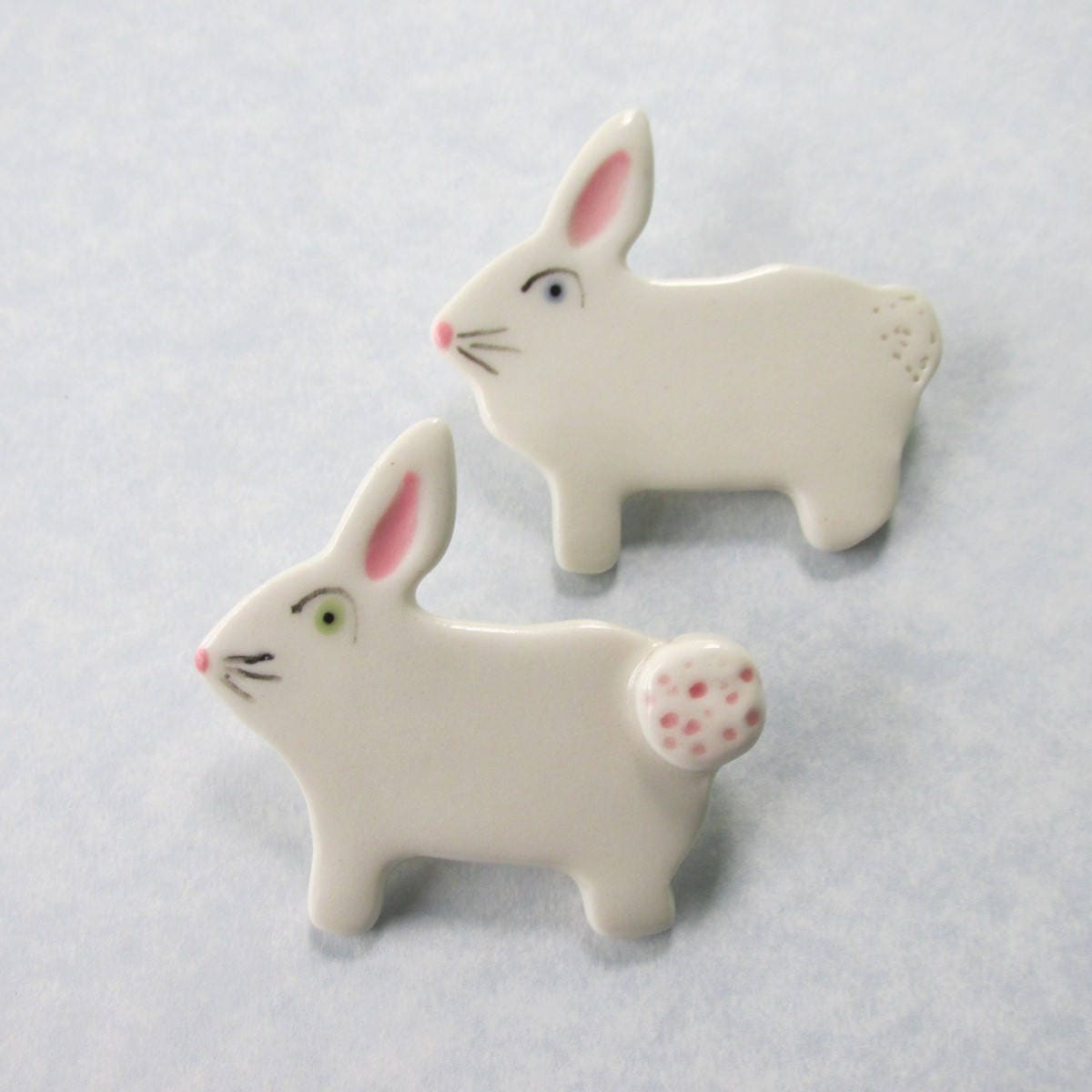 Bunny Pin, Ceramic Rabbit Pin, Spring Rabbit Pin, Gardeners Bunny Pin ...