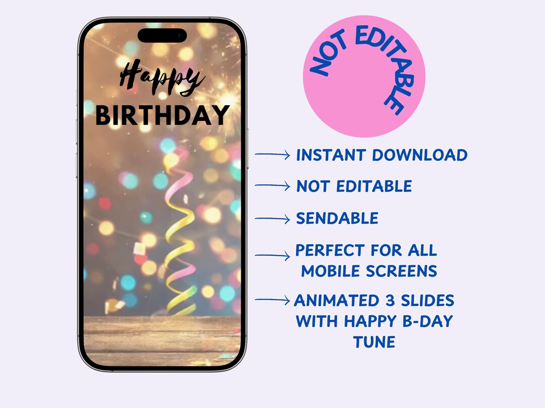 Animated Happy Birthday E-card With Music (MP4 Digital Download) - Etsy