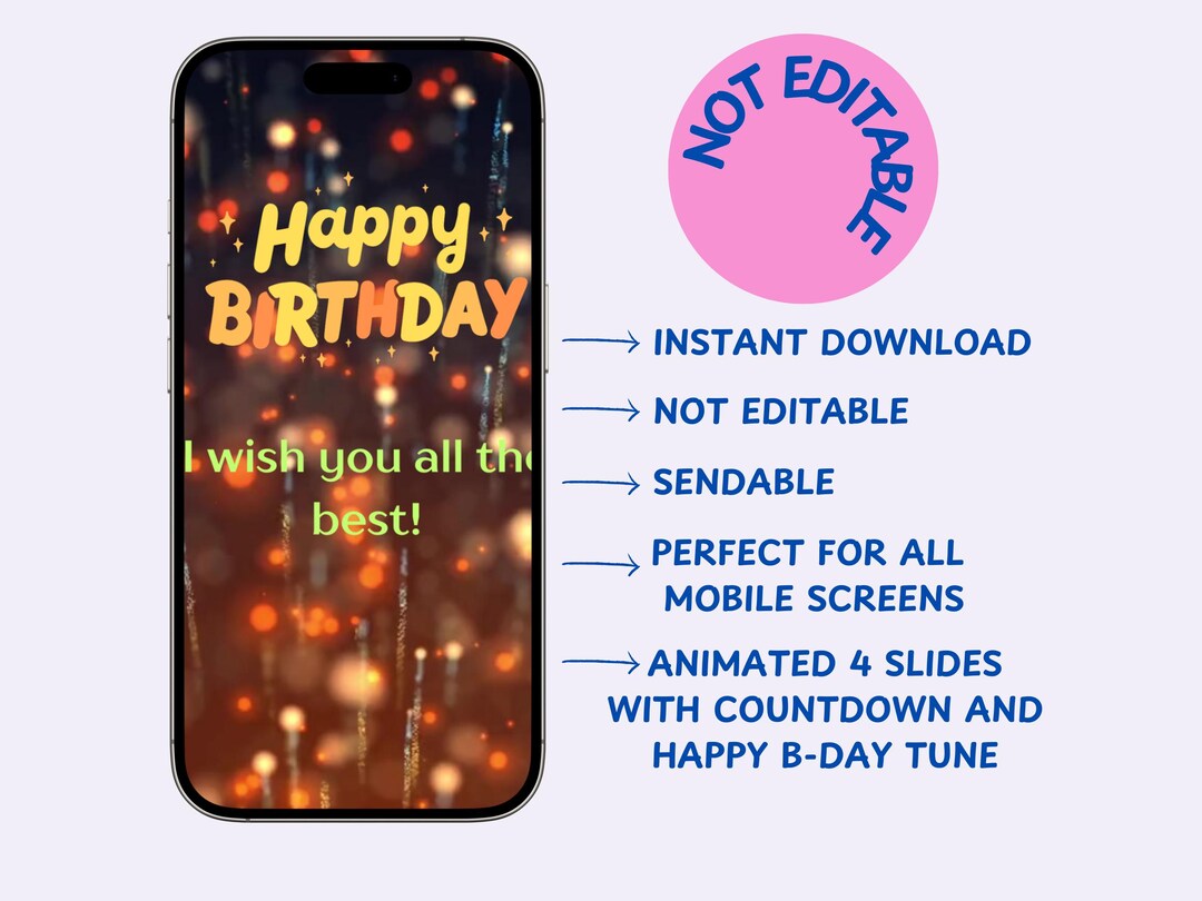 Happy Birthday Animated Digital E-card DOWNLOADABLE SENDABLE Card for ...