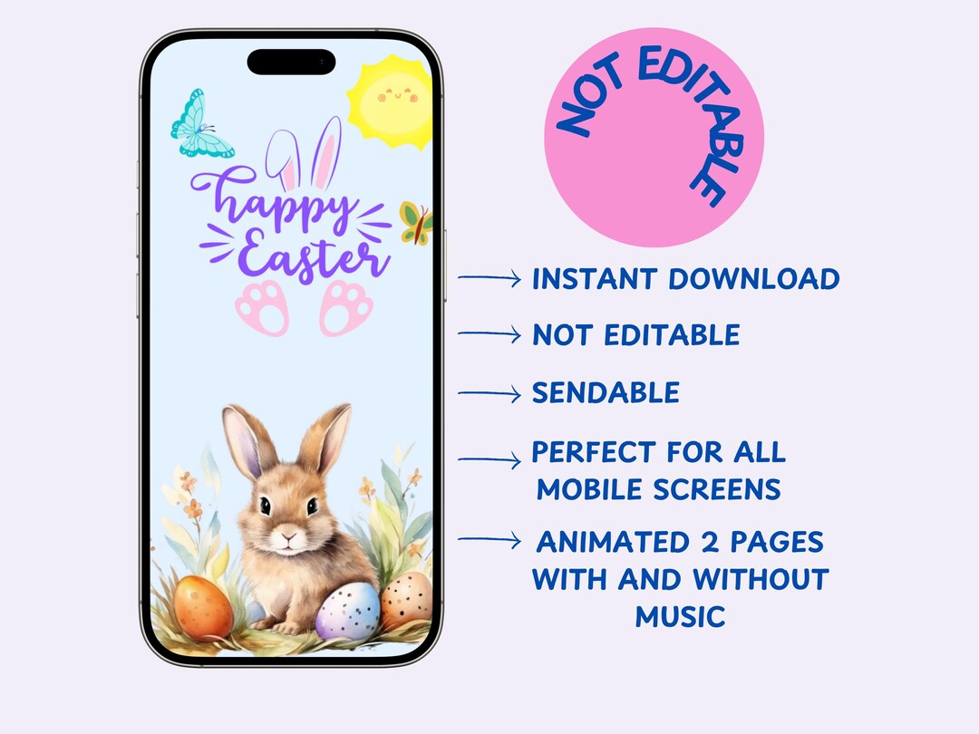 Easter Bunny Animated Digital Ecard DOWNLOADABLE SENDABLE Happy Easter ...