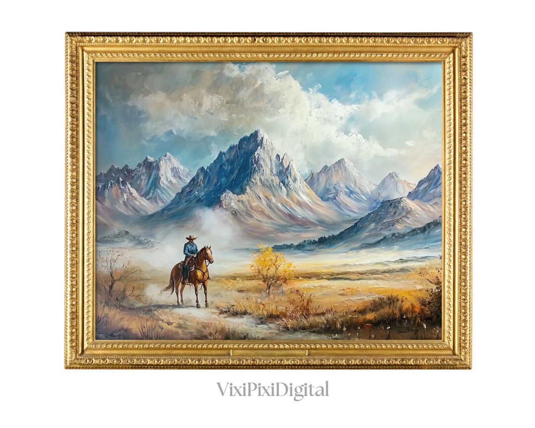 Midwest Cowboy Riding Horse Art PRINTABLE Inspired Western Rodeo Wall ...