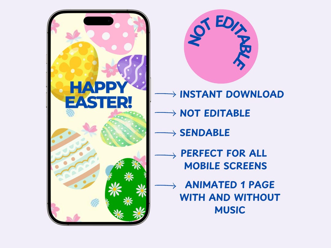 Happy Easter Animated Digital Ecard DOWNLOADABLE SENDABLE Card for Mobile Phones NOT Editable ...