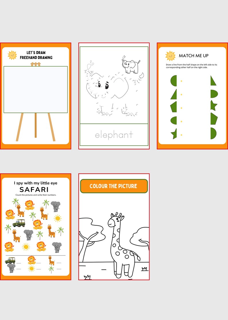 Printable Safari Activity Book for Kids: Coloring & Games (digital PDF ...