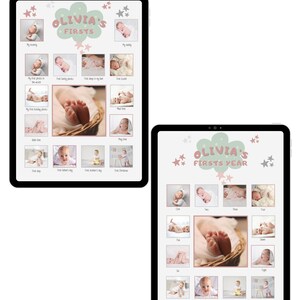 Baby Girl First Year Photo Collage: Milestone Birthday Poster 20x30cm ...