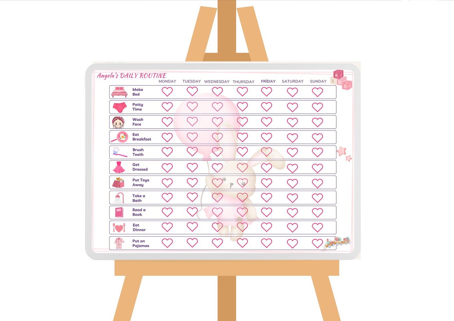 Pink Customizable Daily Routine Template, 3 Pdf, One of Them Pdf File ...