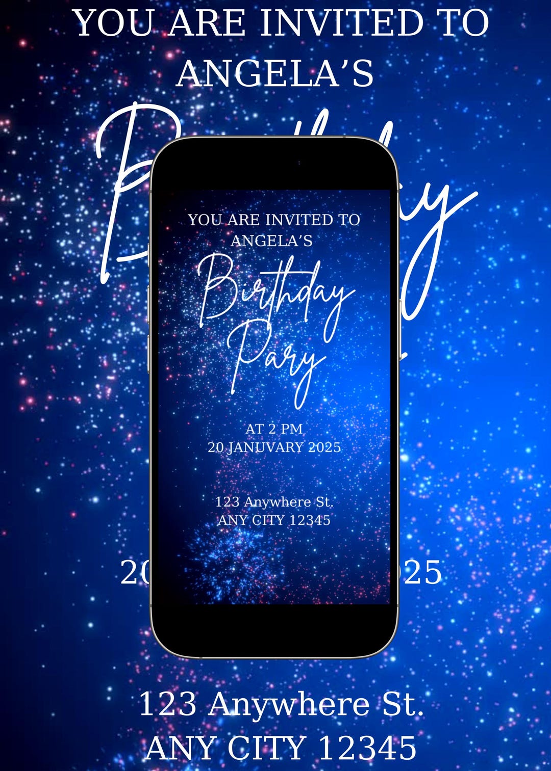 Blue Birthday Party Invitation Video: Elegant Animation (editable Canva ...