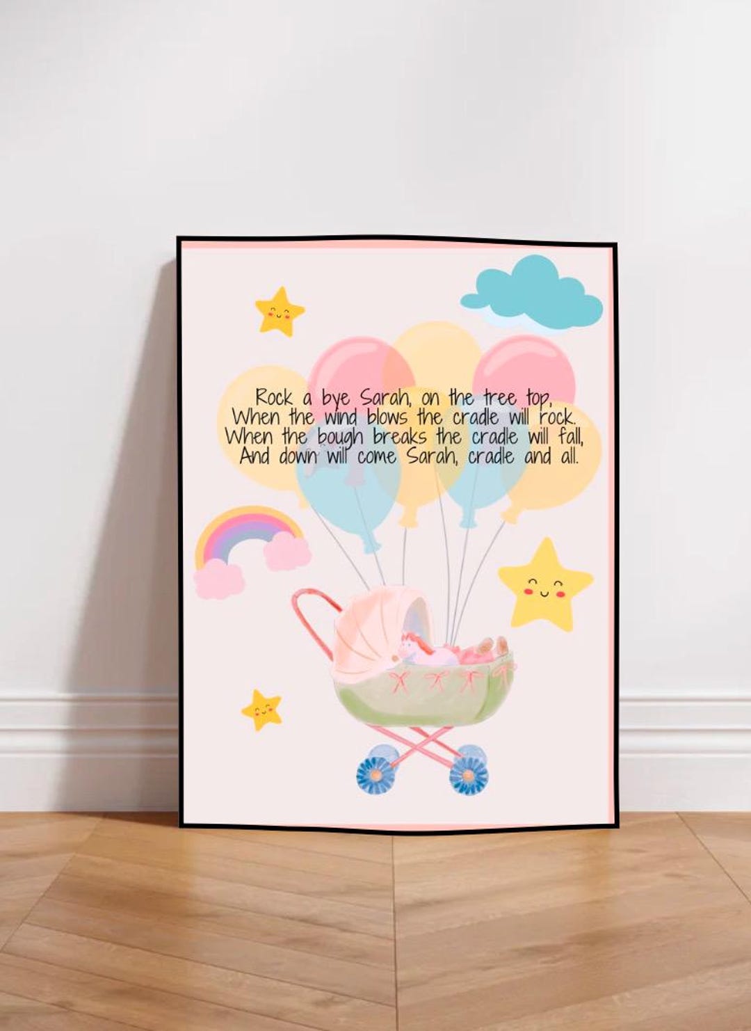 Personalized Nursery Rhyme | Rock A Bye Baby | Customize Wall Art ...