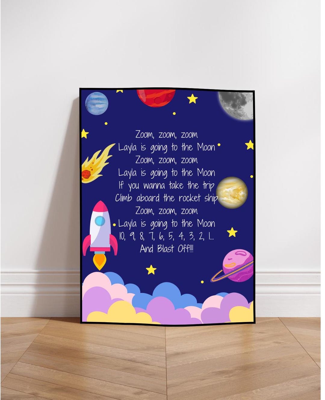 Personalized Nursery Rhyme Zoom Zoom We're Going to the Moon Customize ...