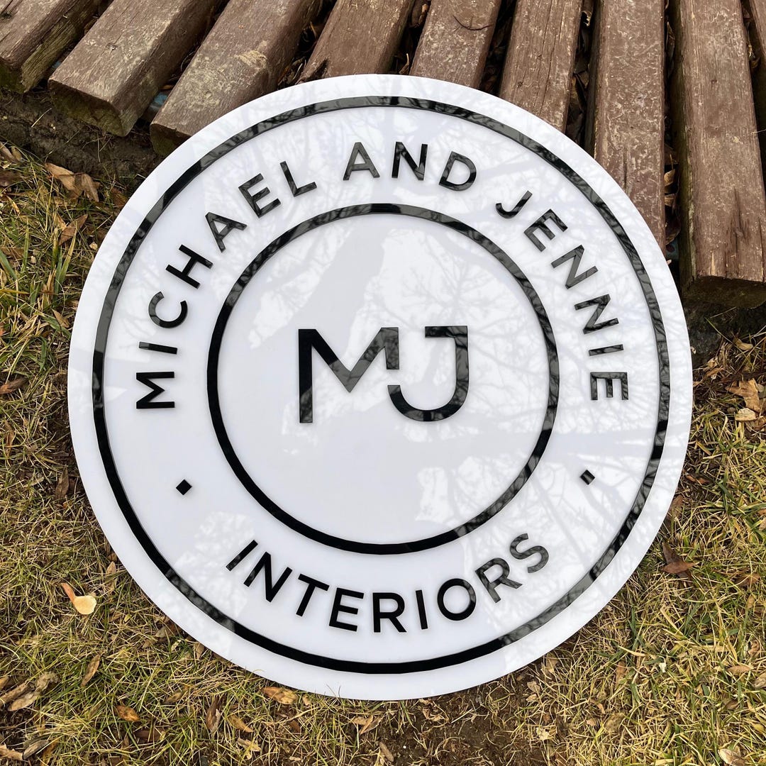 Circle Sign, Frosted Plexi Sign, Business Sign for Wall, Custom ...