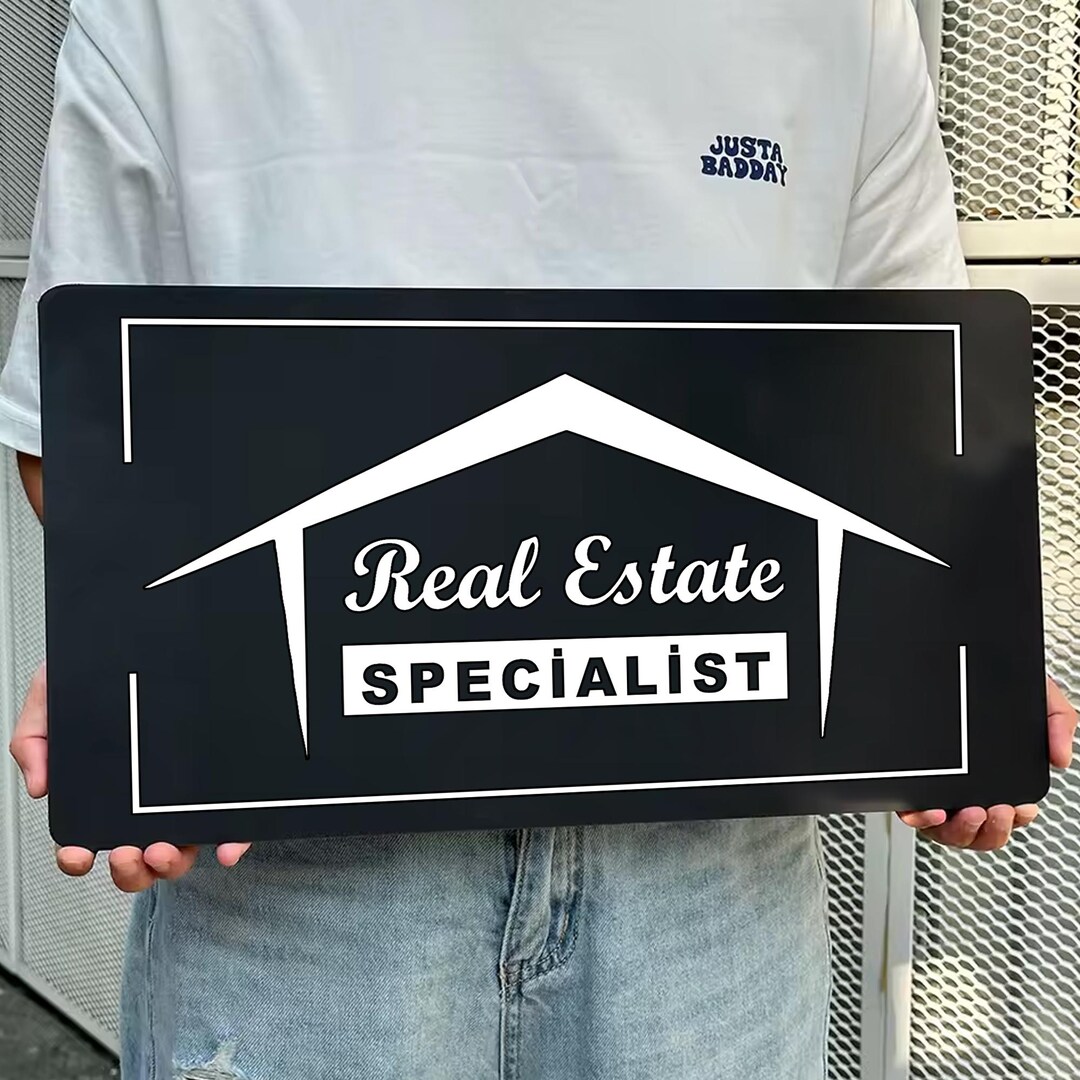 Real Estate Rectangular Acrylic Sign, Silver Standoff Acrylic Sign ...