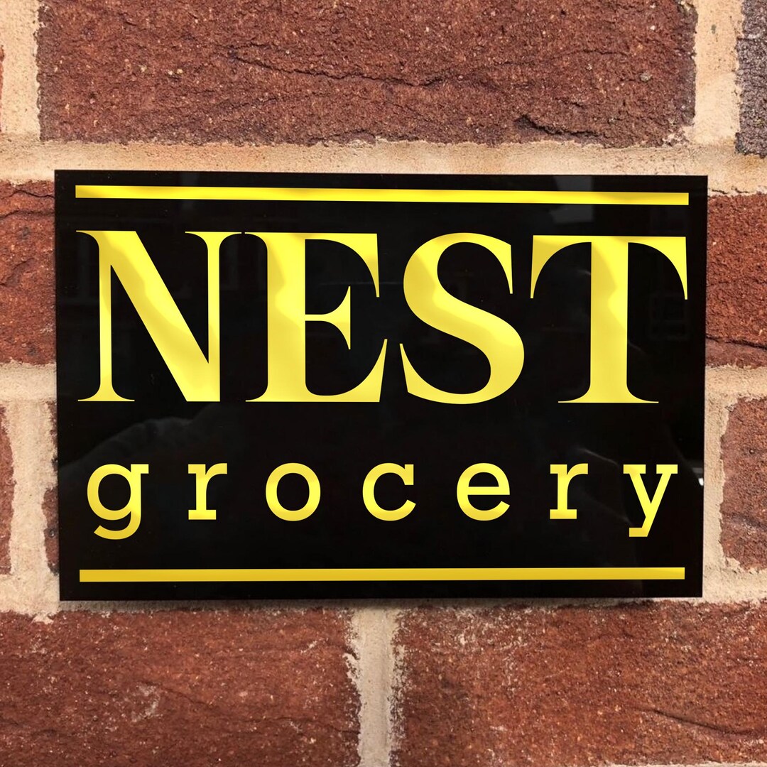 Grocery Center Rectangular Acrylic Sign, Gold Standoff Acrylic Sign ...