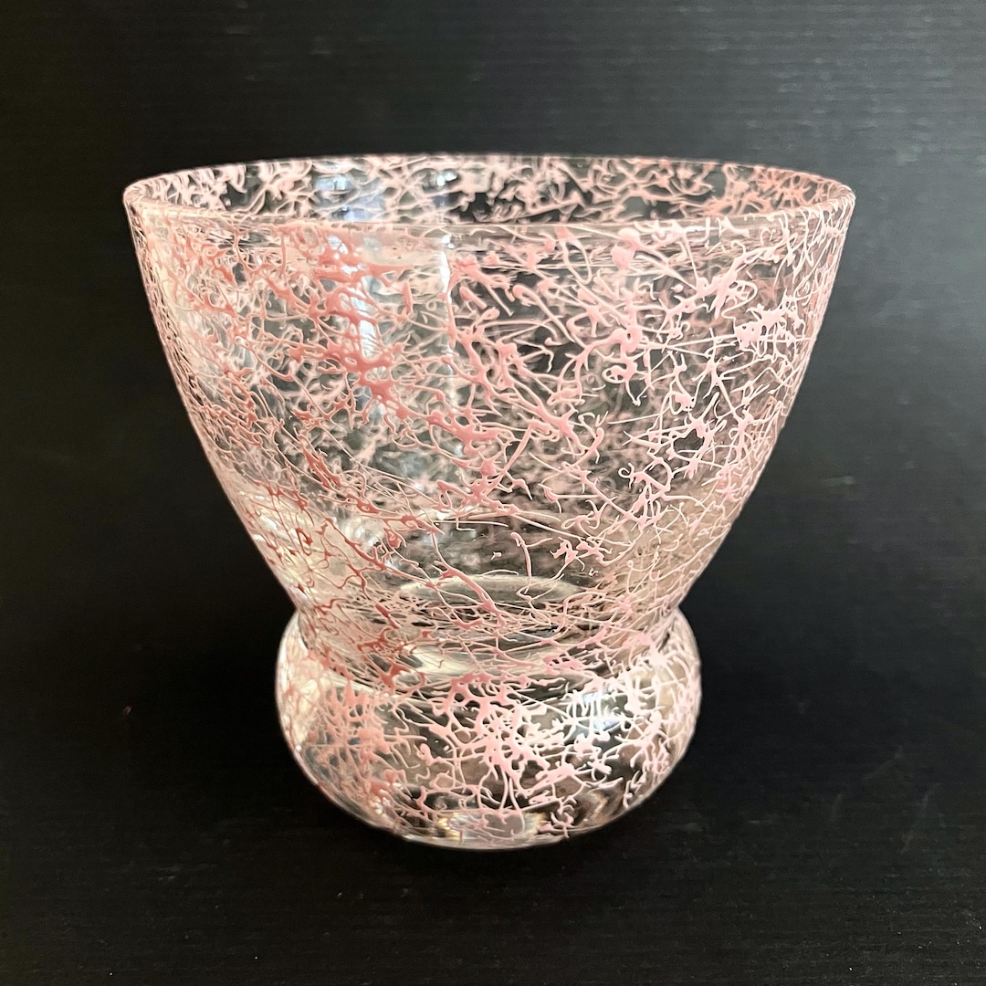 Retro Rocks Glass Hazel Atlas Vanity Pink Drizzle Vintage Mid-century ...