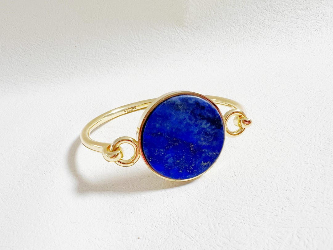 Celine Coin Blue Stone 24K Plated & Brass Bracelet - Etsy