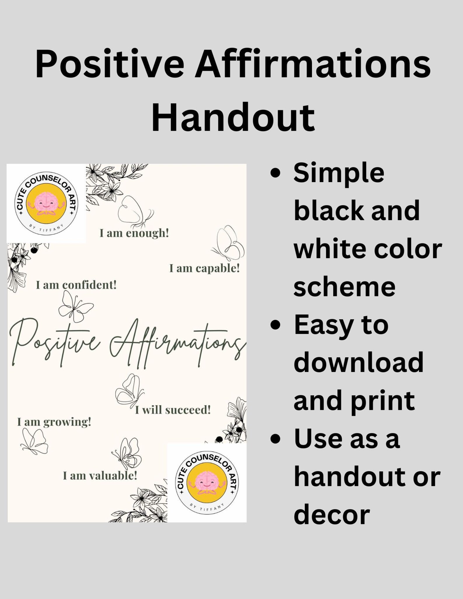 Positive Affirmations Handout - Etsy