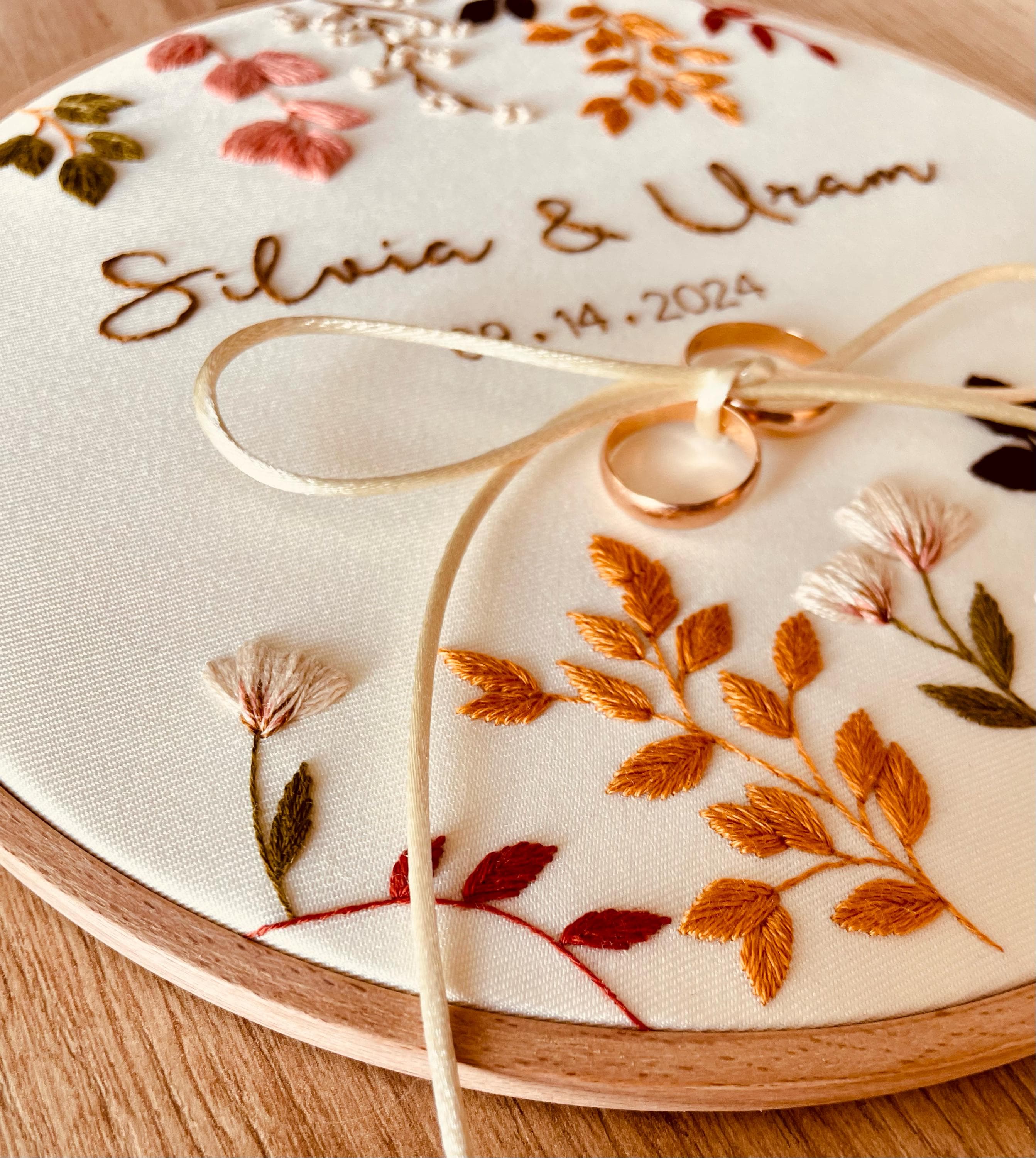 Porta Anillos De Boda Bordado Personalizado, Nombres Bordados, Porta ...