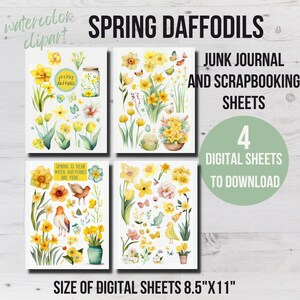 PRINTABLE SPRING DAFFODILS Clip Art, Daffodil Flowers Watercolor ...