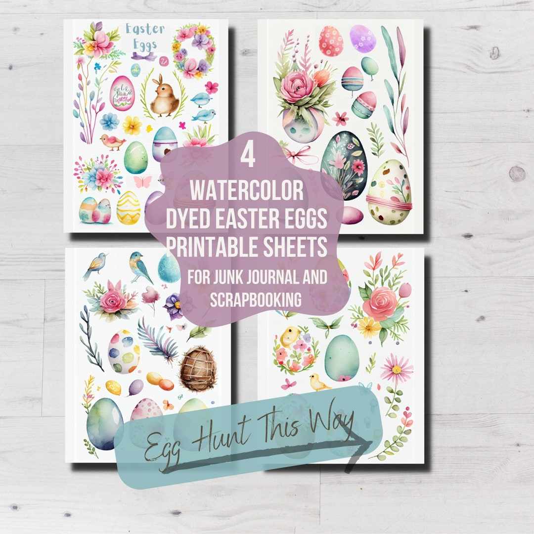 Printable DYED EASTER EGGS Clip Art, Whimsical Easter Eggs Watercolor ...