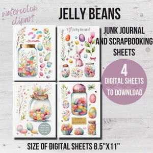 PRINTABLE JELLY BEANS Clip Art, Whimsical Jelly Beans Watercolor ...