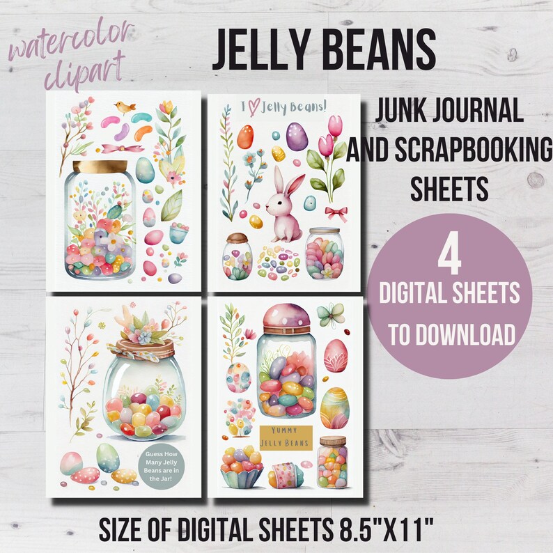 PRINTABLE JELLY BEANS Clip Art, Whimsical Jelly Beans Watercolor ...