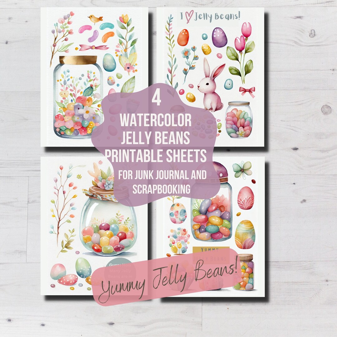 PRINTABLE JELLY BEANS Clip Art, Whimsical Jelly Beans Watercolor ...