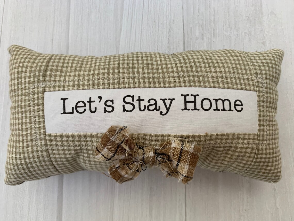 Let's Stay Home Mini Inspirational Pillow Taupe and | Etsy