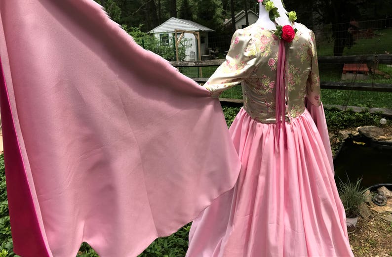Pretty Pink Ladies Renaissance Medieval Princess Gown and Flower ...