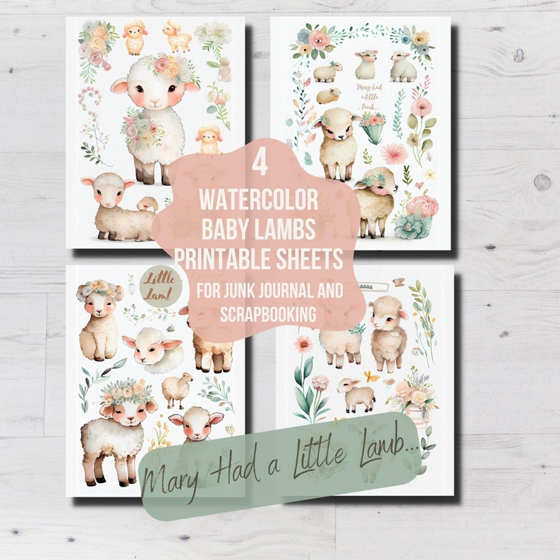 Printable BABY SHEEP Clip Art Baby LAMB Watercolor Download - Etsy