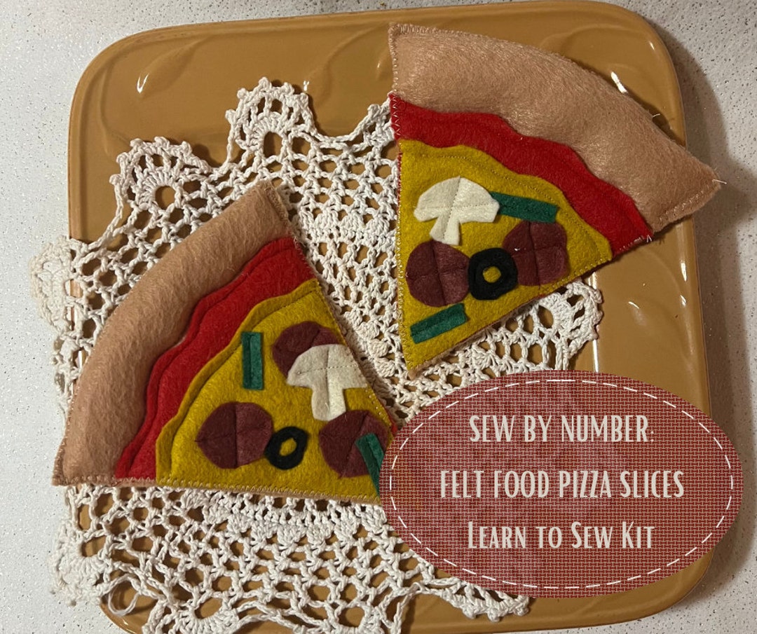 SEW BY NUMBER Learn to Sew Kit Felt Food Pizza Slices Beginner Sewing ...