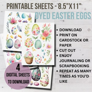 Printable DYED EASTER EGGS Clip Art, Whimsical Easter Eggs Watercolor ...