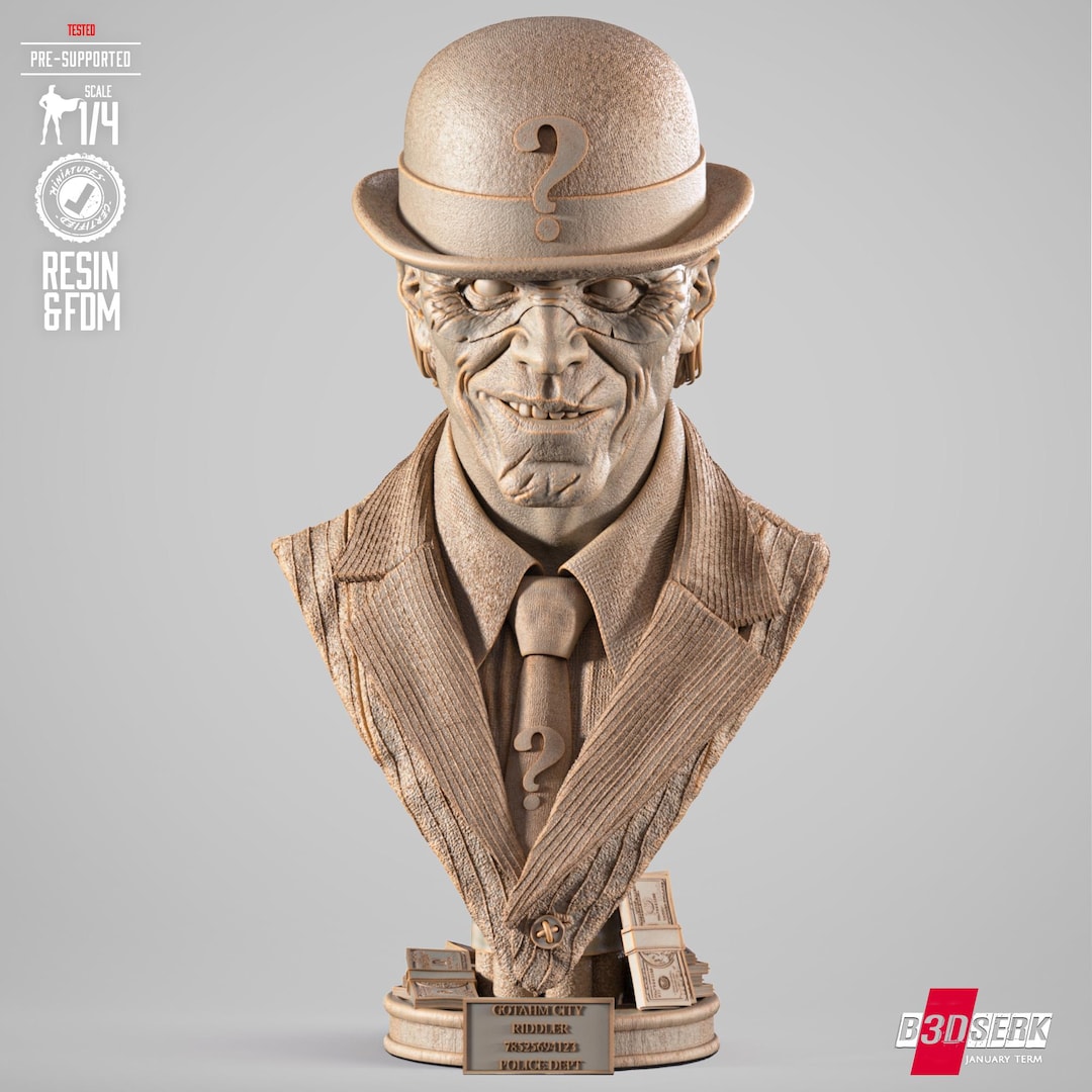 Art by "udo" 3D Printed Fan Art - the Riddler Portrait Bust Sculpture ...