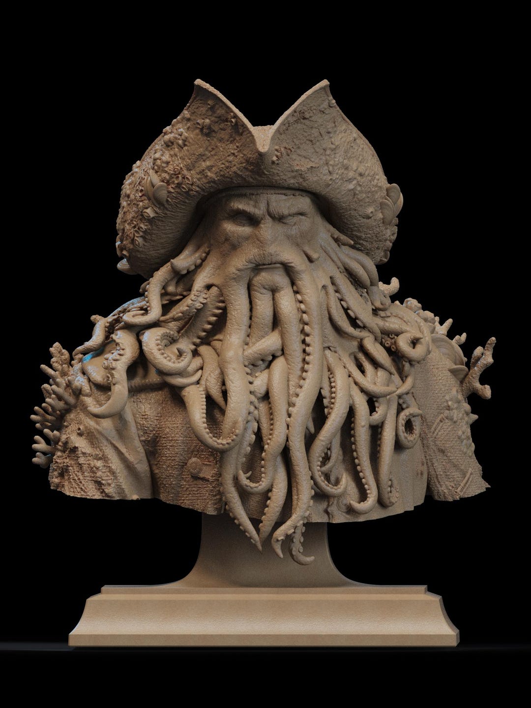 Art by "udo" 3D Printed Fan Art - Davy Jones Bust Sculpture - 3D ...