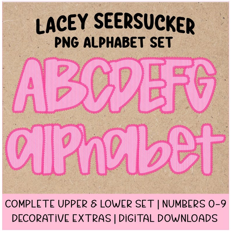 Preppy Alpha PNG Digital Download | Lace Alphabet PNG | Seersucker ...