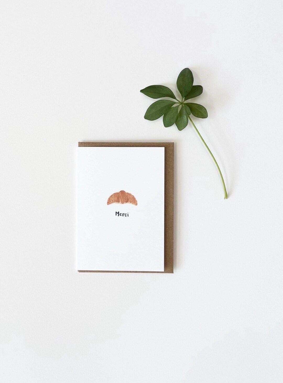 Merci Croissant Thank You Card / Minimalistic Greeting Card / Small ...