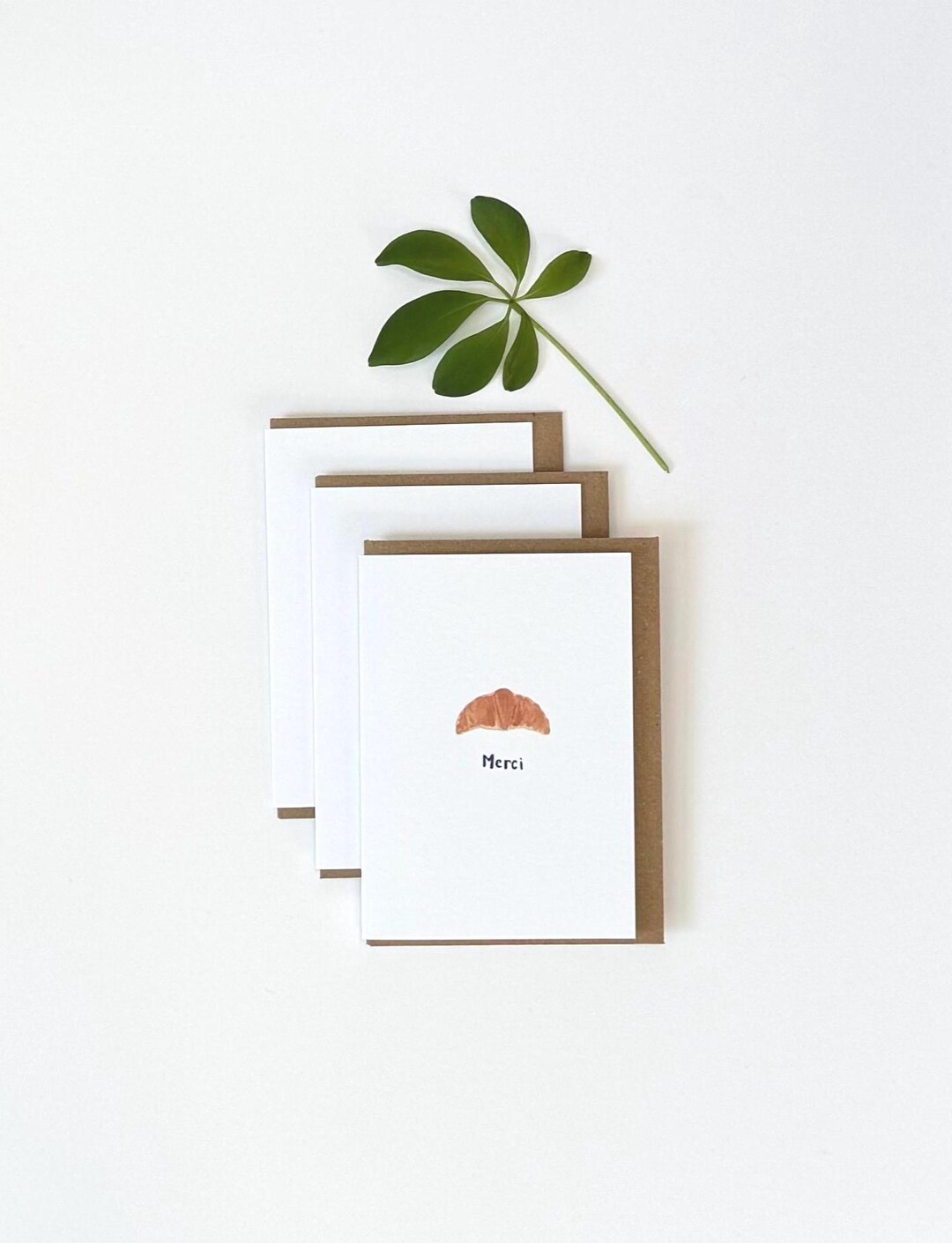Merci Croissant / Pack of 3 / Mini Greeting Card / Small Thank You Note ...