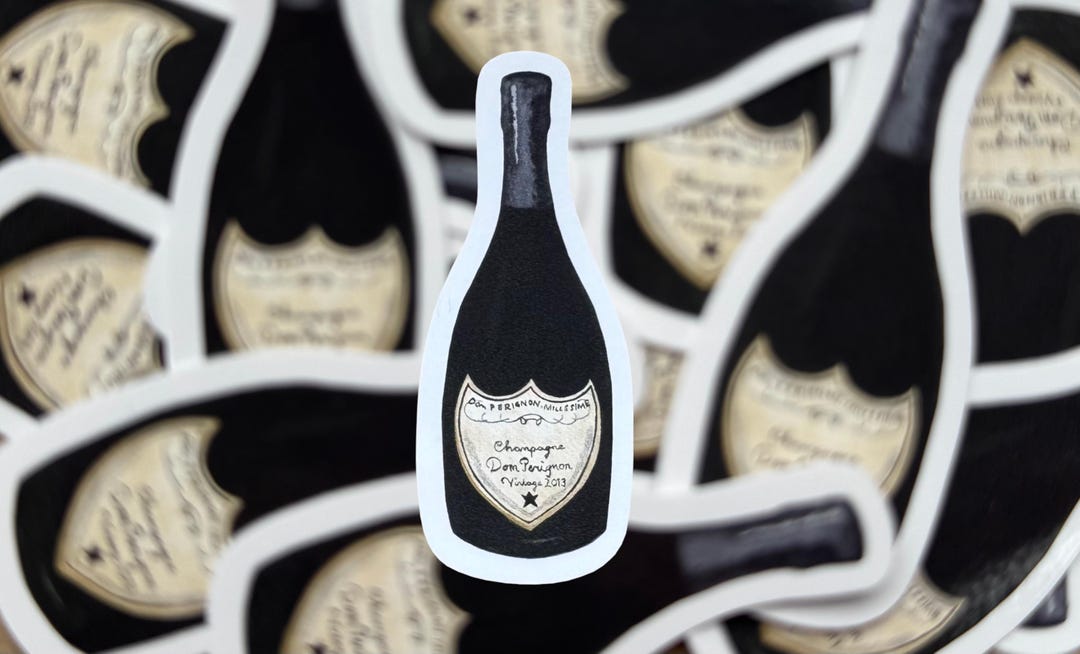 Champagne Bottle Single Sticker / Die Cut Vinyl / Gloss Finish / Water ...
