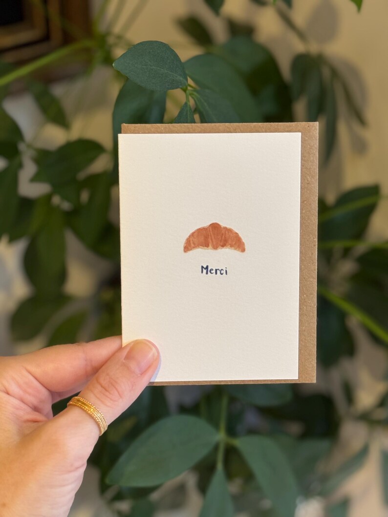 Merci Croissant Mini Thank You Card - Hand Painted Watercolour Art ...