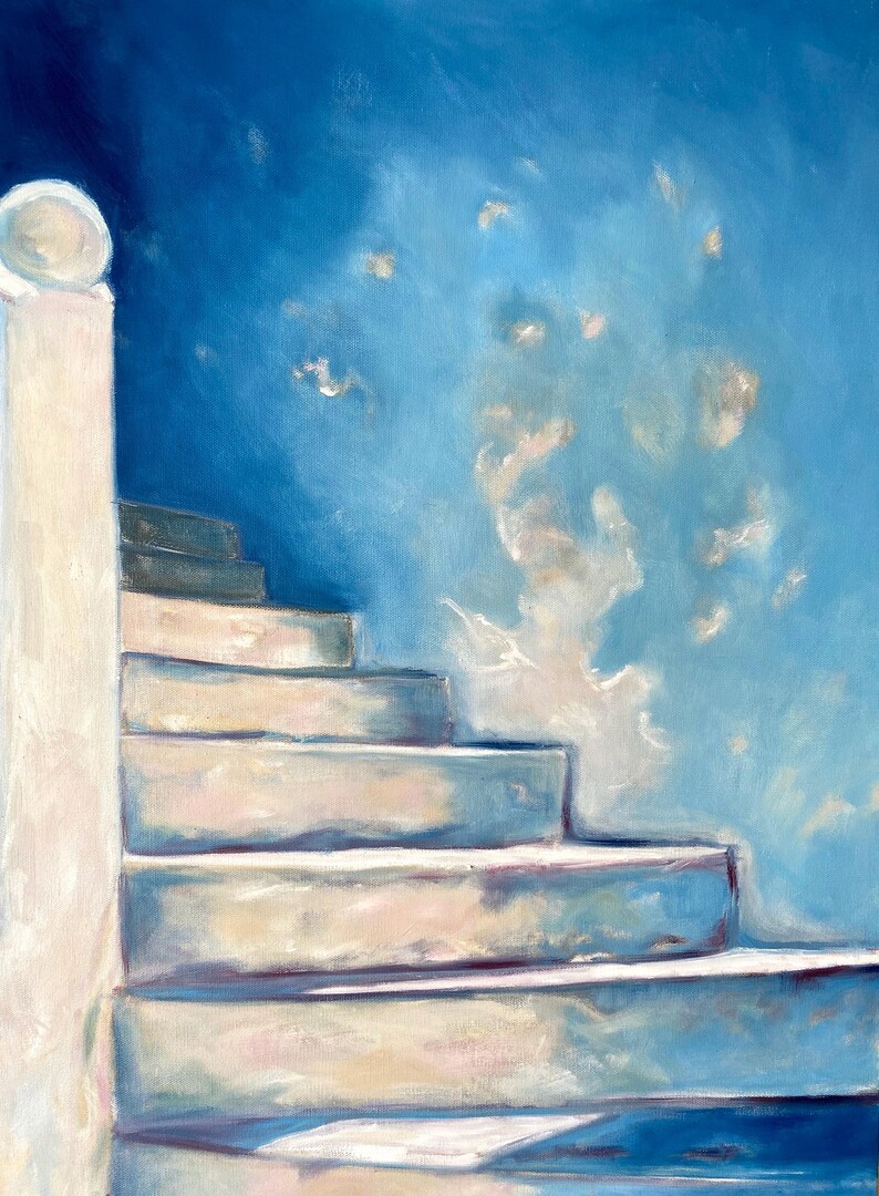 Greek Steps, Original 30 X 24 X 1.5 Oil Painting on Stretched Canvas ...