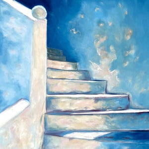 Greek Steps, Original 30" X 24" X 1.5" Oil Painting on Stretched Canvas ...