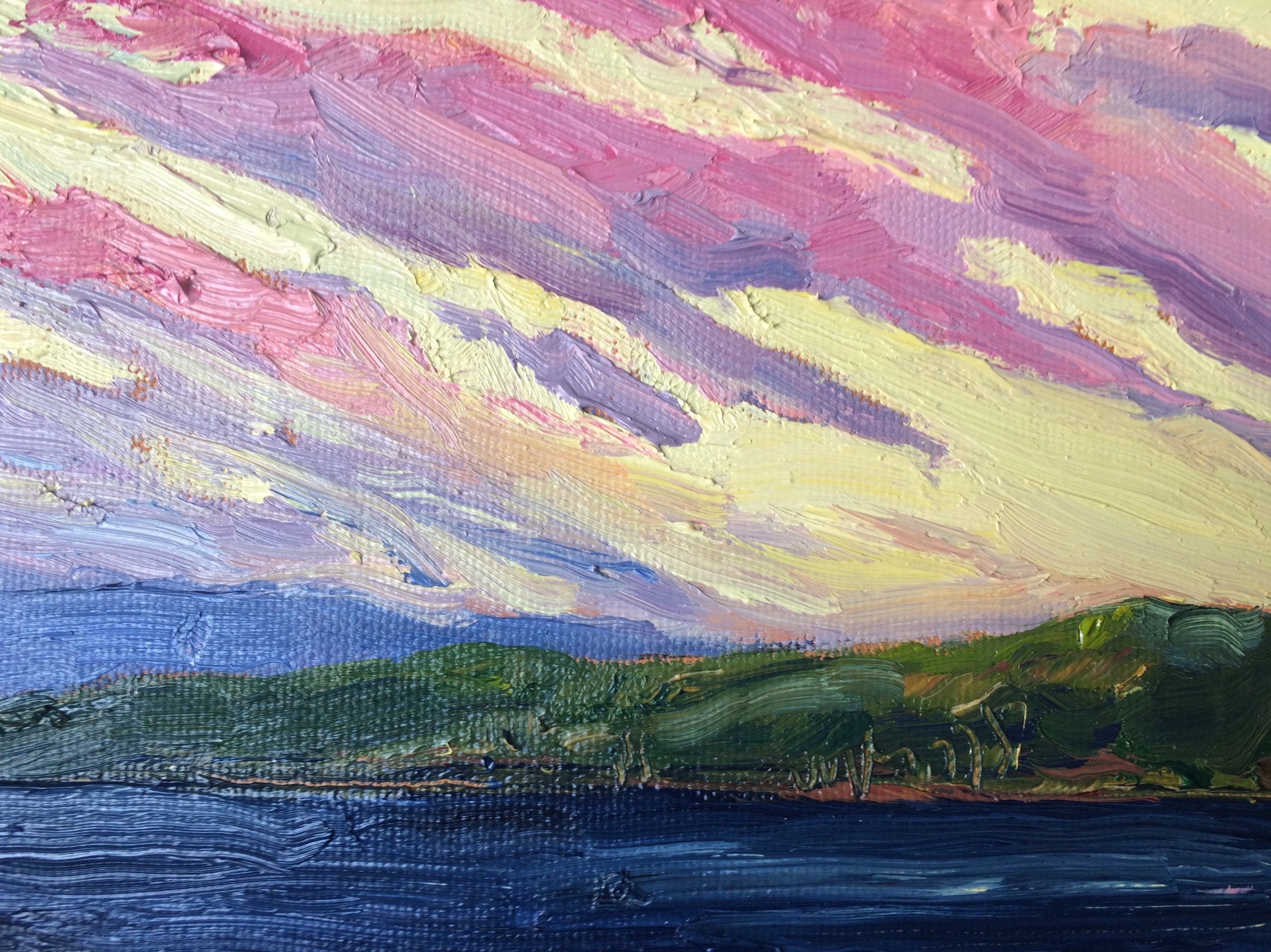 Ship Sunset Painting Oil