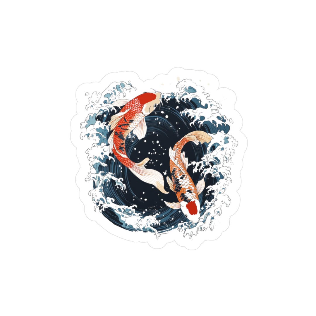 Koi Fish Sticker #2, Japanese Koi Fish Decal, Waterproof Vinyl Sticker ...