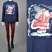 Vtg 1990's SANTA CHRISTMAS Puffy Paint Navy Blue Over - Etsy