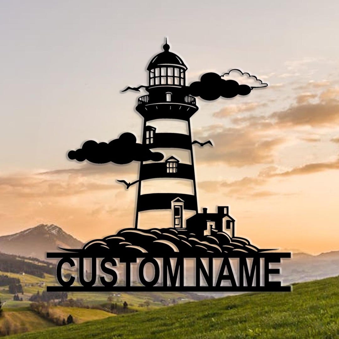 Custom Metal Lighthouse Name Sign: 3D Wall Decor - Etsy