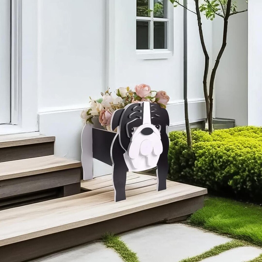Dog-shaped Flower Pot，english Bulldog Decorations, Unique Garden Art ...