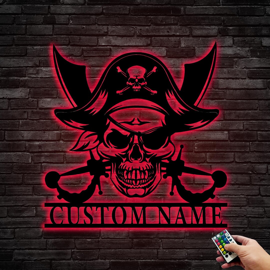 Personalized Pirate Skull Metal Sign: Custom Name Decor - Etsy