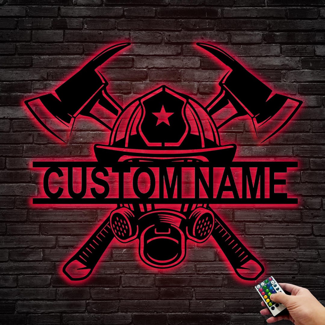 Custom Firefighter Metal Wall Sign: Personalized Fireman Decor - Etsy