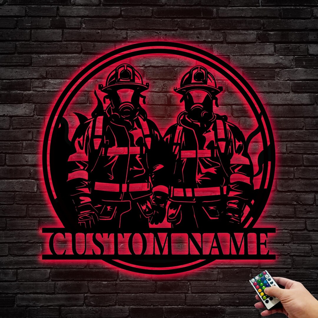 Custom Firefighter Metal Wall Sign, Personalized Fireman Wall Decor ...