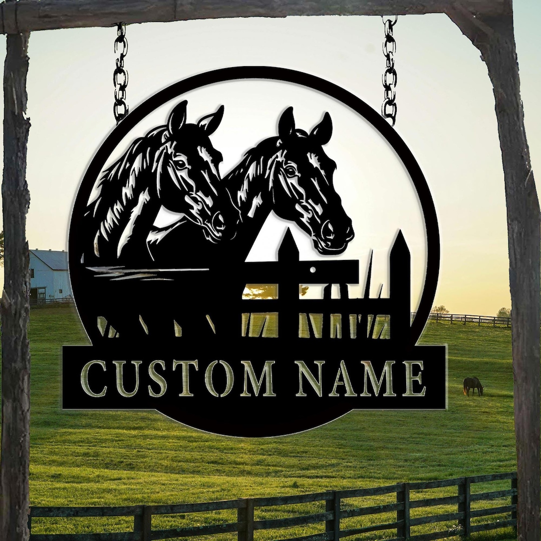 Custom Horse Metal Sign, Horse Racing Wall Decor, Farmhouse Decor, Farm ...