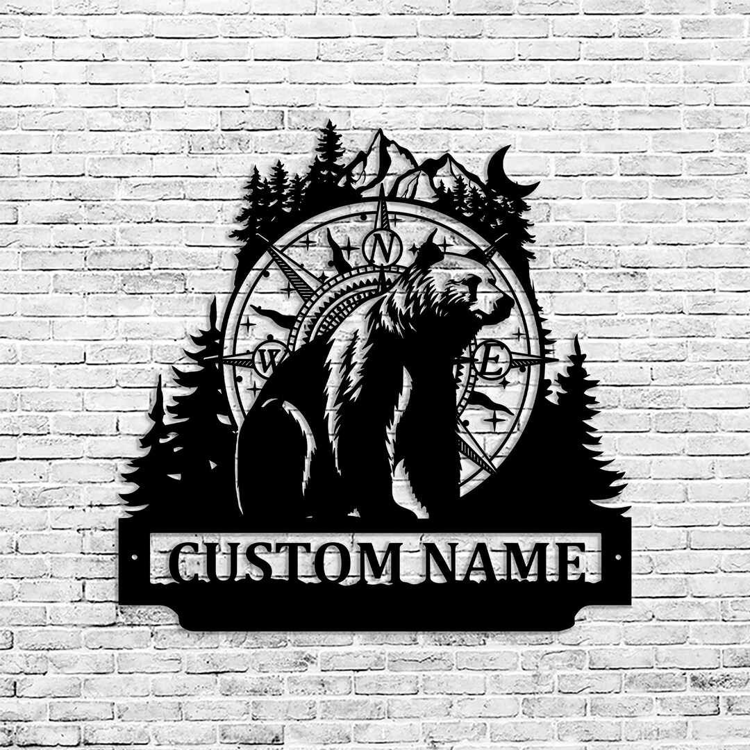 Custom Bear Sign, Nature Bear Metal Sign,great Outdoor Decor,bear in ...