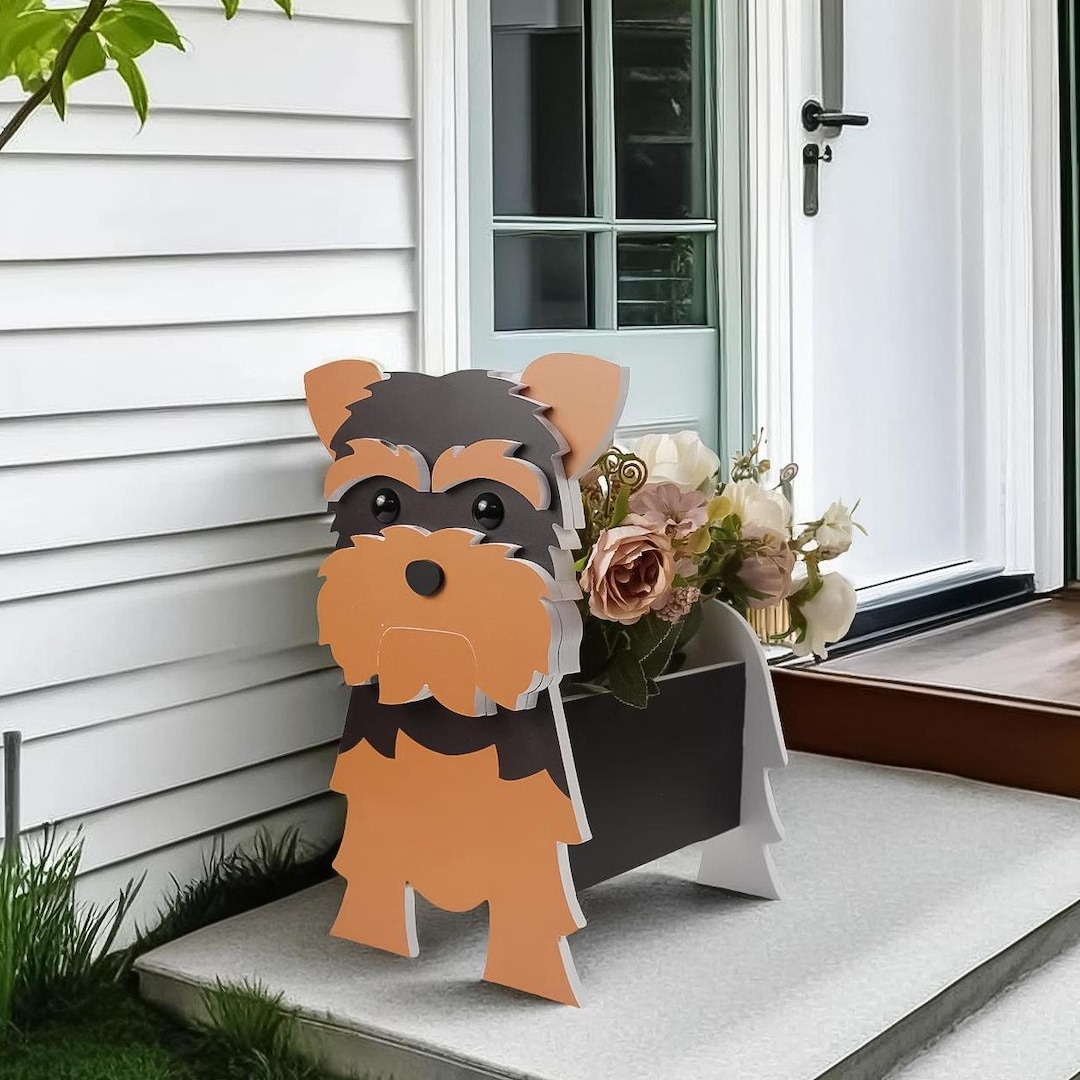 Dog-shaped Flower Pot，yorkshire Dog Decorations, Unique Garden Art ...
