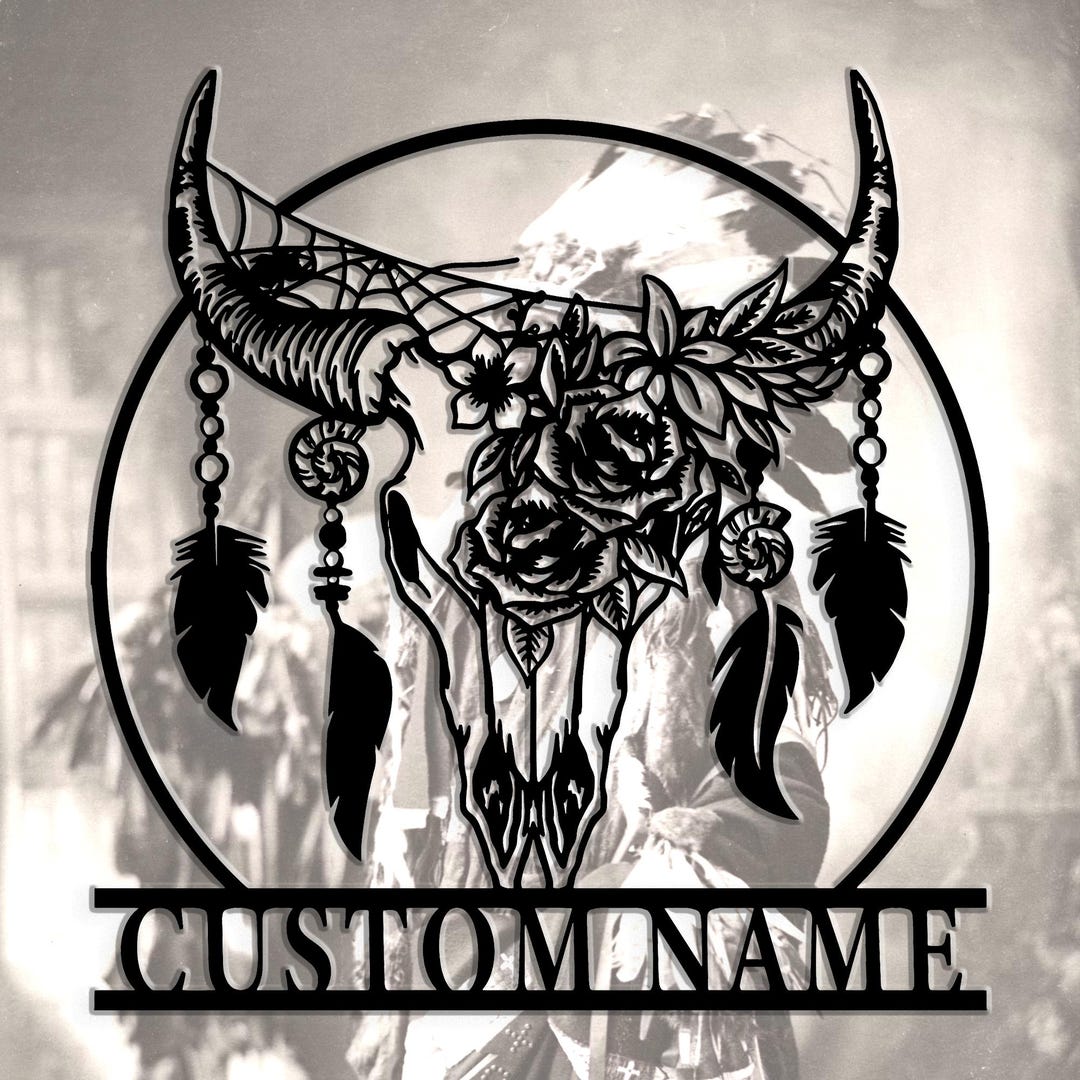 Custom Metal Bull Head Sign: Folk Art Style, Indoor/outdoor Decor - Etsy